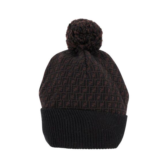 Fendi | Accessories | Fendi Ff Pompom Beanie In Brown Wool | Poshmark